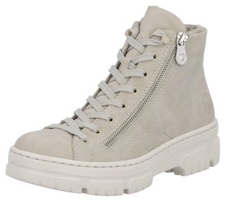 Rieker Winterboots RIEKER, Damen, Gr. 41, creme, Lederimitat, unifarben, Schuhe Winterboots, Plateauboots, Schn&uuml;rboots mit Rei&szlig;verschluss an der Au&szlig;enseite, 