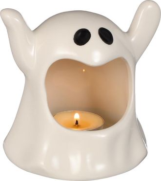 TOPBATHY Garneck Geister Kerzenhalter, Halloween Teelichthalter lustiger Keramik Geister Kerzenhalter, Halloween Deko Teelichthalter Geisterfigur Kerzenständer