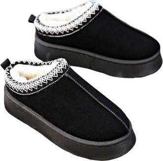 Generic Chaussons Foussants &Agrave; Plateforme Doublure en Fourrure Douce Chauds dhiver Chauds Confortables Antid&eacute;rapants Int&eacute;rieur/Ext&eacute;rieur Bottines Courtes,Black