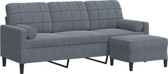 vidaXL 3-Sitzer-Sofa mit Hocker Dunkelgrau 180 cm Samt Vidaxl 798176
