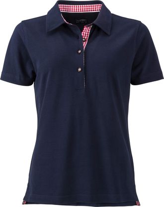 James & Nicholson Damen Regular Fit Poloshirt Ladies Traditional Polo JN715 nyrd - wh, Gr. 42 (Herstellergröße: XXL), Blau (Navy/Red-White)