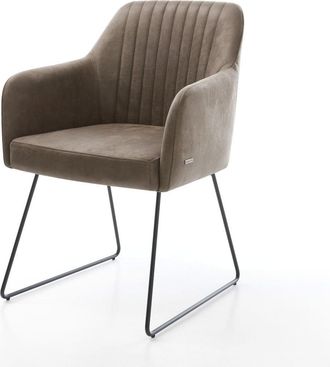 DELIFE Esszimmerstuhl Greg-Flex Mikrofaser Taupe Vintage Kufengestell Schwarz Taschenfederkern, Esszimmerstühle