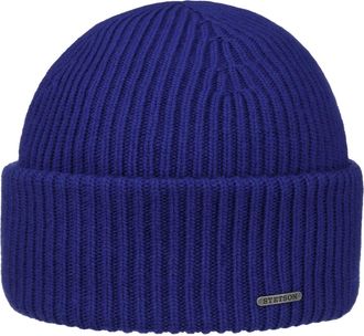 Stetson Classic Uni Wollm&uuml;tze Damen Herren Made in Italy 100% Wolle Gestrickt Beanie Herbst Winter Royalblau One Size