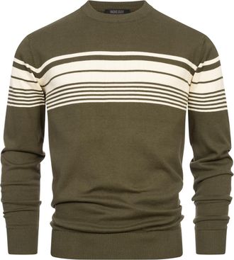 Indicode Herren INLeague Pullover Mehrfarbig mit Rundhals-Ausschnitt | Herrenpullover Strickpullover für Männer Army, XXL