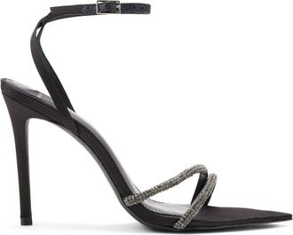 Black Suede Studio Pumps aus Satin mit Spitzenbesatz - Schwarz