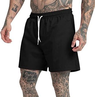 Generic Pantalon multifonctionnel 5 minutes pour homme - Couleur unie - Short de sport de plage - Short de fitness, Noir, XL
