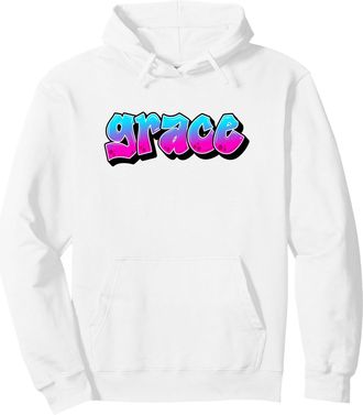BDAZ Grace Graffiti Personalisierter Name Blau Rosa Frauen M&auml;dchen Pullover Hoodie