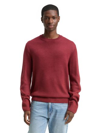 Tom Tailor Herren 1049459 Strickpullover mit Rundhalsausschnitt, 23853-Burnt Russet, Large