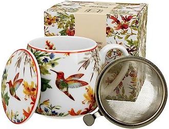 Duo Floral Linnea Gobelet 430 ml avec passoire &agrave; th&eacute;, porcelaine New Bone China