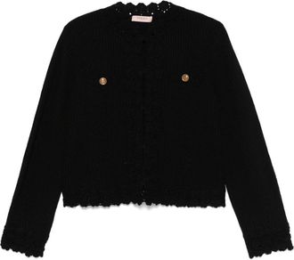 Twin-Set Cardigan mit Häkelbesatz - Schwarz