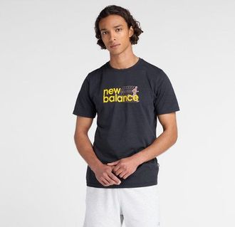 New Balance Homme Heathertech Graphic T-Shirt 2 en Noir, Poly Knit, Taille L