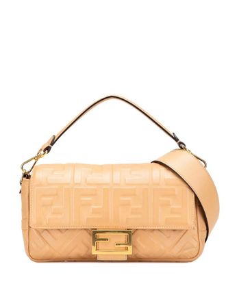Fendi 2010-2025 Zucca Baguette Satchel-Tasche aus Leder mit Prägung - Braun