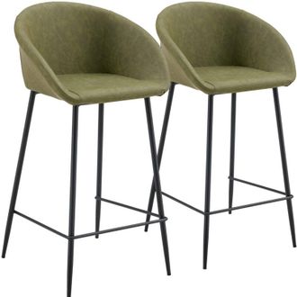 Happy Garden Happy Garden - Lot de 2 tabourets de bar en simili vert achille