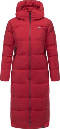 Ragwear Damen Wintermantel warmer wasserdichter und atmungsaktiver Steppmantel extralang mit Kapuze Patrise YOUMODO Dark Red25 Gr. L