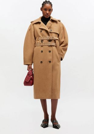 Ganni Woll-Trenchcoat beige