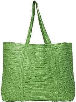 Pieces Pcloma Straw Shopper, Sac Femmes, Vert Poison, Taille Unique
