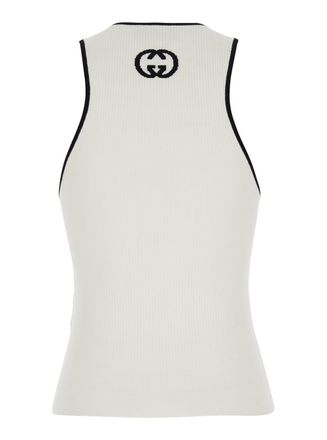 Gucci Womens Sleeveless Top White Viscose Blend Tops
