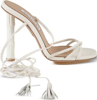 Aquazzura sandales Wild Bamboo &agrave; franges - Blanc