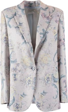 Forte_Forte Femme, Vestes, Violet, Taille: 38 FR Giacca Hopsack Viscosa Lino Peonia My Love