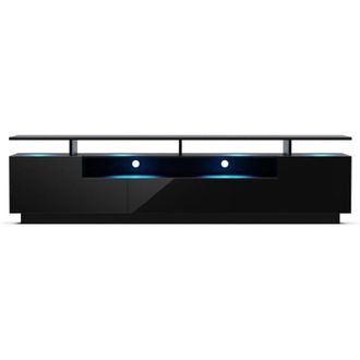 Blumfeldt Blumfeldt - Klarstein Meuble tv Bois avec led, Meuble Tele de 195 cm, Design Moderne avec led Multicolores, Grand Meuble tv, Meuble bas tv pour
