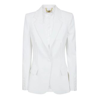 Elisabetta Franchi Doppellagige Stretch-Kreppjacke - - Jackets - Damen - Wei&szlig; - XL
