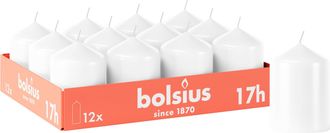 Bolsius Bolsius Glatte Stumpenkerzen - Weiß - 12 Stück - 8 x 6 cm - Dekorative Haushaltkerzen - Brenndauer 17 Stunden - Unparfümierte - Enthält Natürliches Pf