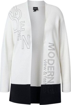 Ulla Popken Strickjacke Strickjacke Schriftmotiv Kelchkragen 3/4-Arm