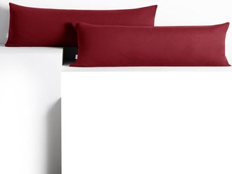 Decoking 2 Kissenbezüge 40x145 cm Jersey 100% gekämmte Baumwolle Reißverschluss Bordeaux Amber