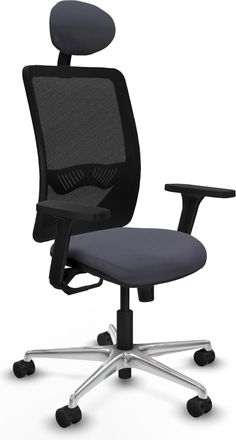 Piqueras y Crespo Grauer Schreibtischstuhl Zulema mit 3D-Armlehnen, h&ouml;henverstellbarer Lendenwirbelst&uuml;tze und festem Kopfteil, ausgestattet mit 3-fach verstellbarem Sin