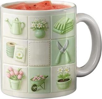Generic Tasse &agrave; caf&eacute; en c&eacute;ramique - Tasse &agrave; motif de jardinage de 325 ml, tasse de jardinier pour les amateurs de plantes, design imprim&eacute; &eacute;l&eacute;gant, tasse en c&eacute;