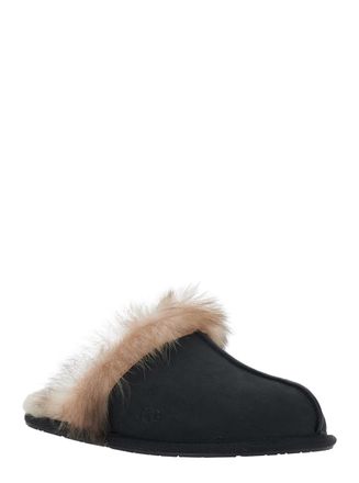 UGG Womens Mules Scuffette Nubuck Black Leather - Rubber