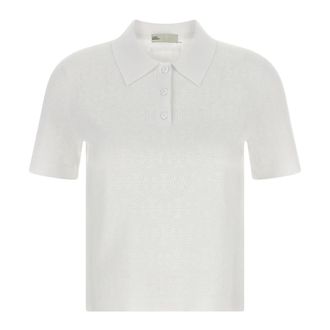 Tory Burch Pointelle Stretch Viskose Poloshirt - - Tops - Damen - Wei&szlig; - XS