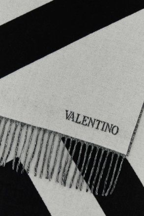 Valentino Garavani 3w0ed007bpa 0an Avorionero Virgin Wool Cashmere Sciarpe E Foulard Scarfs