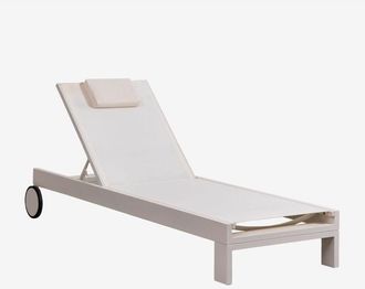 Sklum Sklum - Chaise longue inclinable en aluminium avec coussin Akelia Blanc Gardenia