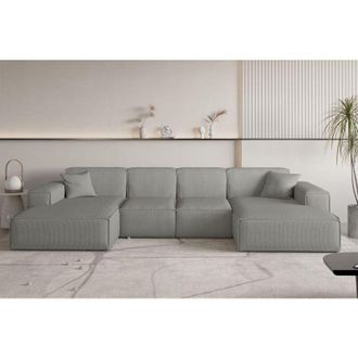 Fun M&ouml;bel Wohnlandschaft Sofa U-Form celes premium xs in Stoff Scala Grau