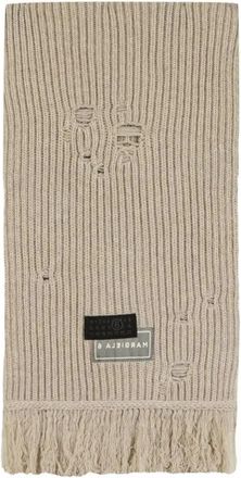 Maison Margiela Tücher & Schals - Textured Ribbed Wool Scarf With Frayed Edges - Gr. unisize - in Beige - für Damen