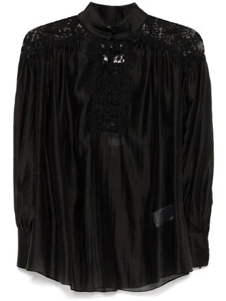 Nissa Bluse mit Spitzendetail - Schwarz