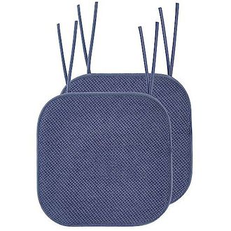 Elegant Comfort Stuhlkissenbezüge mit Bändern und Rutschfester Gummirückseite, Dicker Memory-Schaum, weiches Kissen, Abgerundeter quadratischer Sitzbezug, 40,6 x 40,6