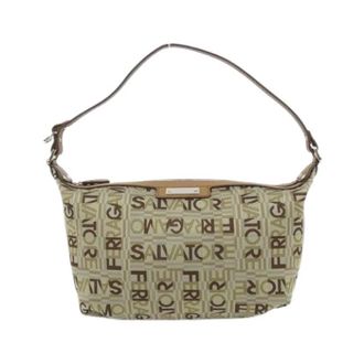 Ferragamo Pre-owned Nylon Leder Schultertasche - - Pre-owned - Damen - Beige - ONE SIZE