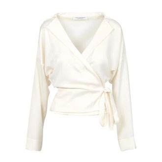 Philosophy di Lorenzo Serafini Satin V-Neck Bluse Ivory - - Blouses & Shirts - Damen - Beige - S