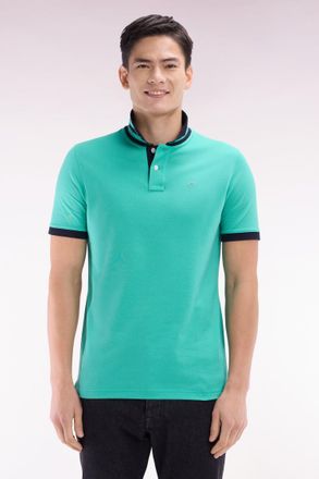 Eden Park Polo &Agrave; Manches Courtes En Piqu&eacute; De Coton Pima Vert Dessous De Col Cercl&eacute; Coupe Droite