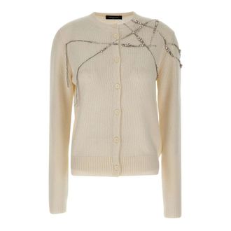 Fabiana Filippi Strickjacke aus Wolle- Seide und Kaschmir - - Knitwear - Damen - Wei&szlig; - S