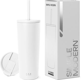 Simple Modern Thermobecher mit Strohhalm und Deckel | Trinkbecher mit Henkel Wiederverwendbare Edelstahl | Geschenke für Frauen und Männer | Classic | 710ml | Winte