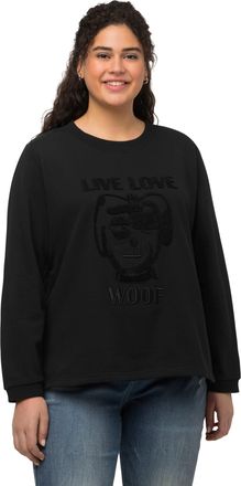 Ulla Popken Damen Toweling Sweatshirt, schwarz, 50-52