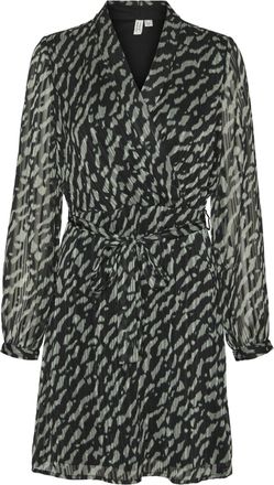 Vero Moda Damen VMRIE L/S ABK WRAP Dress WVN BTQ GA Wickelkleid, Balsam Green/AOP:RIE, Medium