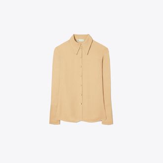 Tory Burch Damen Viskosehemd mit Manschetten in Wei&szlig;