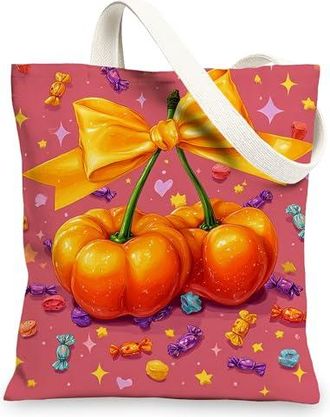 Generic Sacs en toile colorés, amusants sacs de courses réutilisables, légers et lavables avec bandoulière pour Gy, Avec couleur, 13x15 Inch