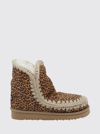 Mou Bottines en poulain &agrave; imprim&eacute; animalier avec doublure en laine