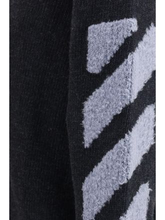 Off-white Mens Crewneck Sweater Diag Fuzzy Anthracite Wool (ovis Aries)