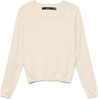 Vero Moda O-Neck Pullover Vmglory Pearl Ls Pull &agrave; col Rond Boo, Bouleau, M Femme